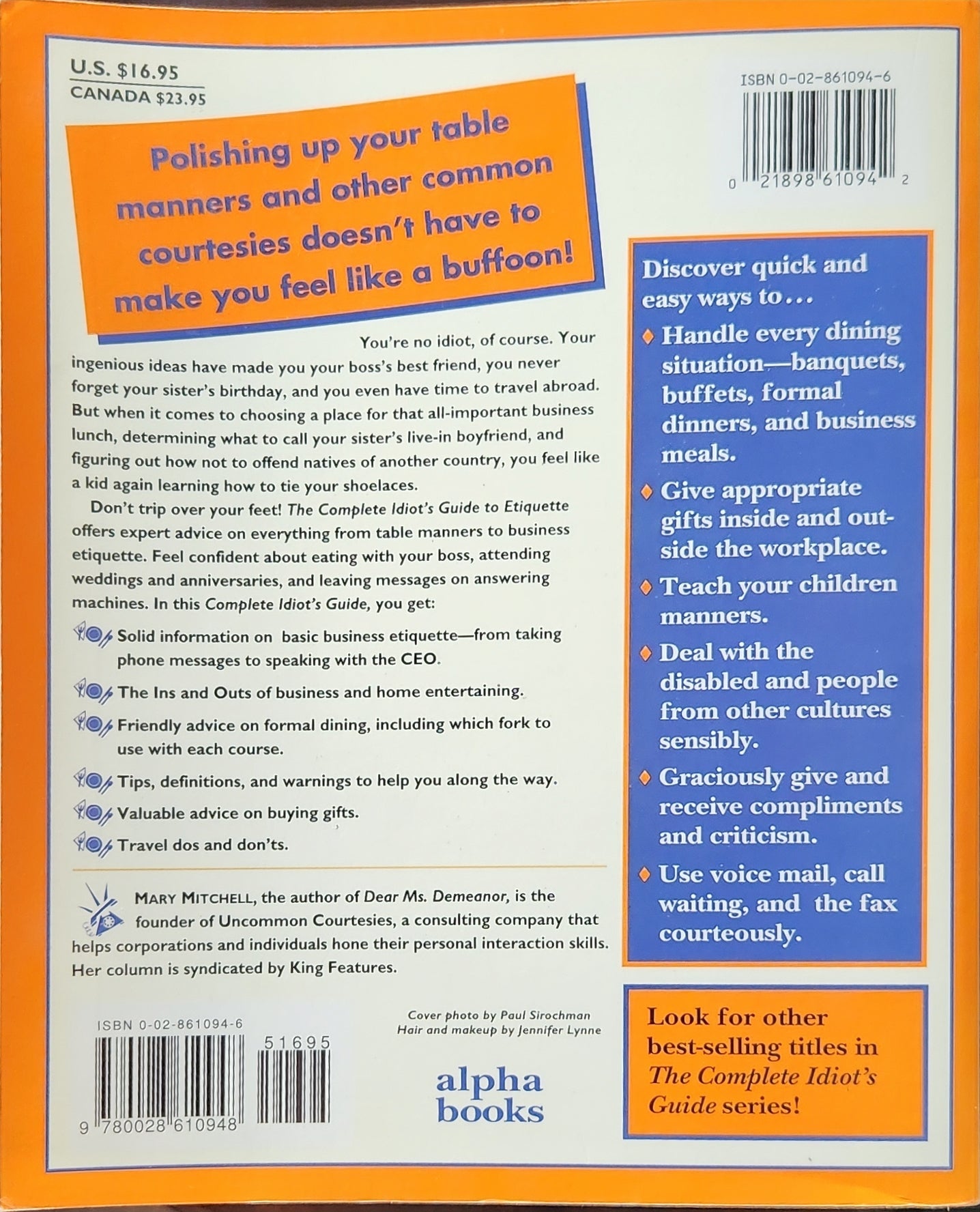 Complete Idiot's Guide to Etiquette | Oakmont Books